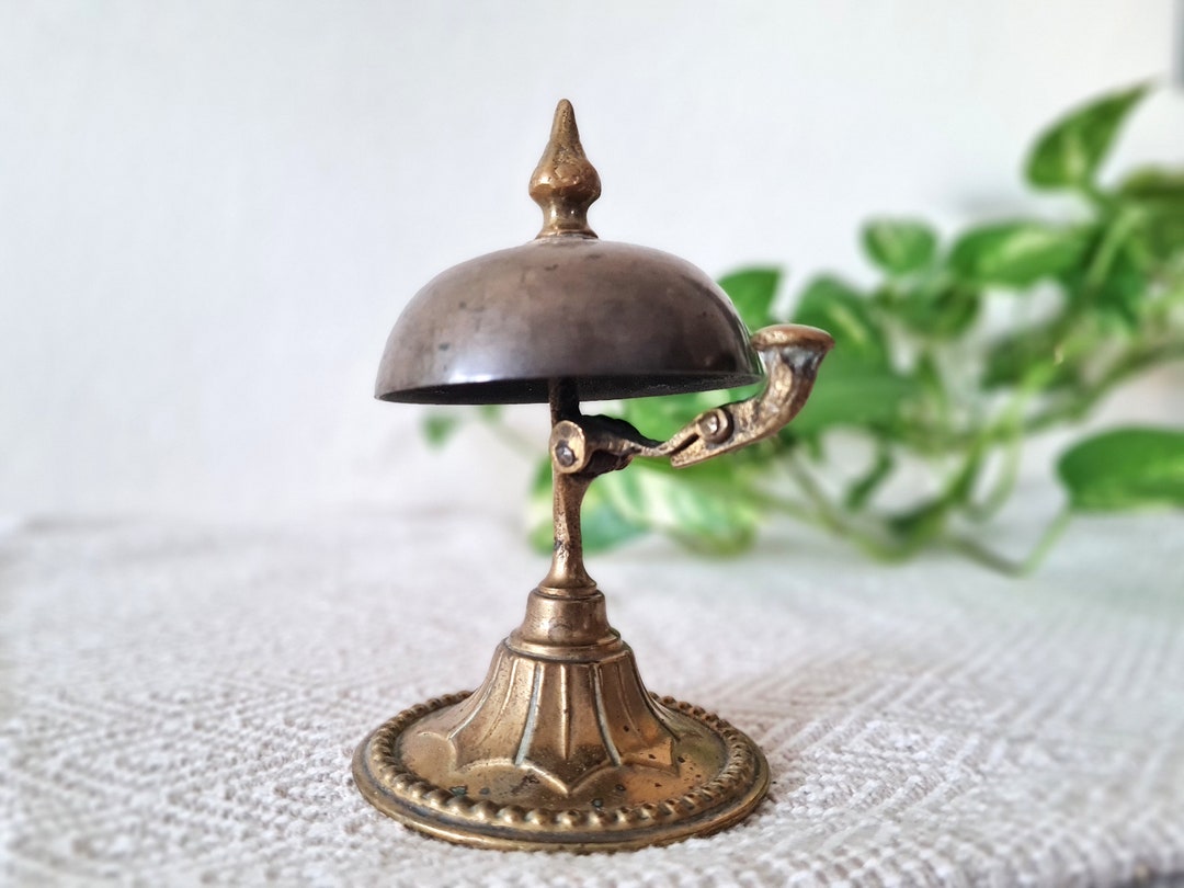 Antique French Desk Call Bell, Brass Hotel Reception Bell, Service ...
