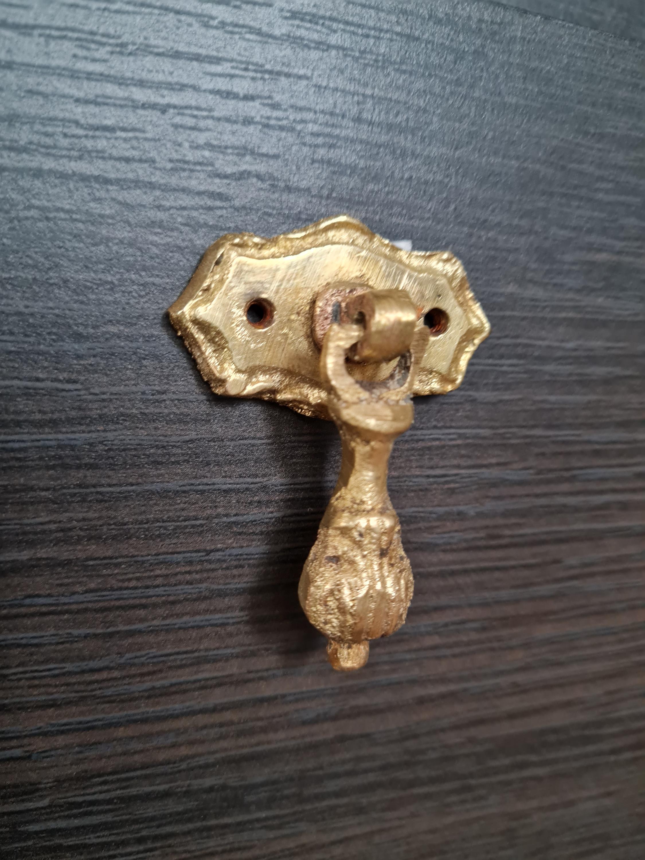 Antique Tear Drop Handle Pulls, Small Brass Knob, Victorian Cabinet ...