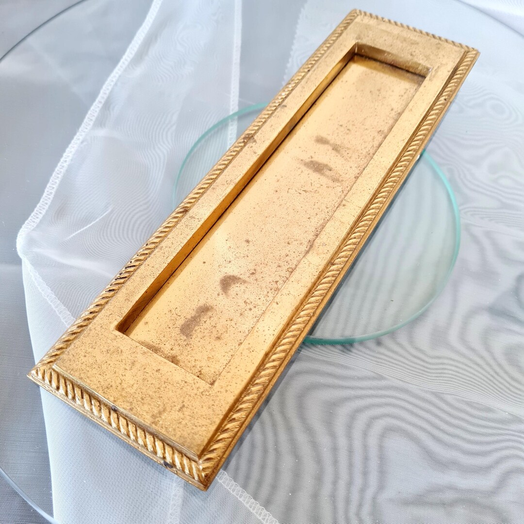 French Mail Slot Cover With Front Door Pull Handle, Antique Brass ...