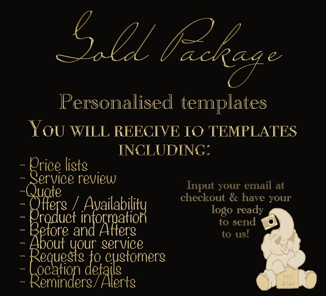Social Media Gold Text Templates, Personalised Logo and Price Lists ...