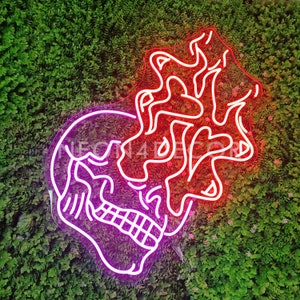 Skull Head Neon Sign Custom Devil Art Neon Light Skull - Etsy