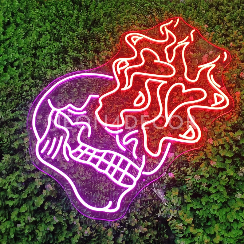 Skull Head Neon Sign/ Custom Devil Art Neon Light /skull Fire - Etsy