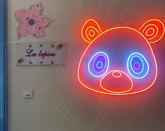 Neon Panda Wall Art - Etsy