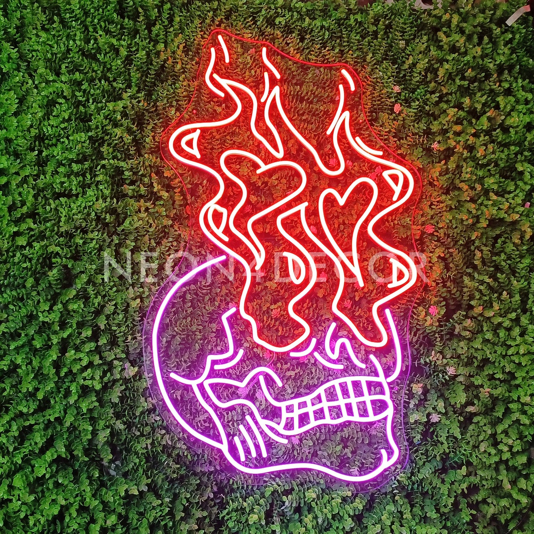 Skull Head Neon Sign Custom Devil Art Neon Light Skull - Etsy