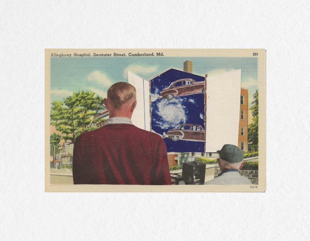 Altered Art Collage Postcard passing By One of a Kind - Etsy