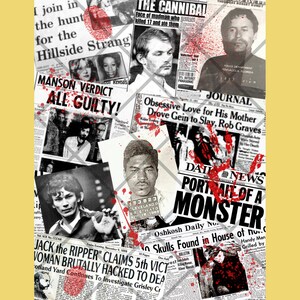 True Crime Serial Killer Newspaper Clipping Files in Portrait - Etsy