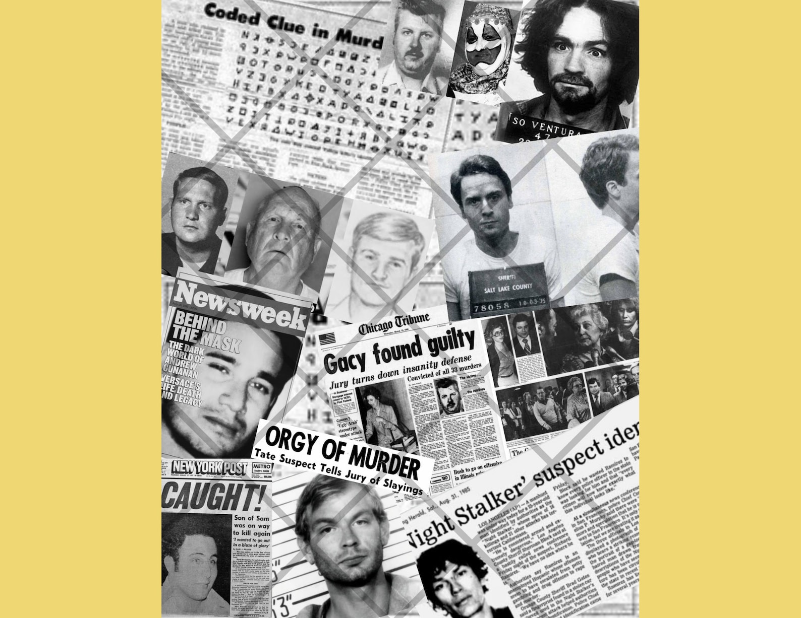 True Crime Serial Killer Newspaper Clipping Files in Portrait - Etsy