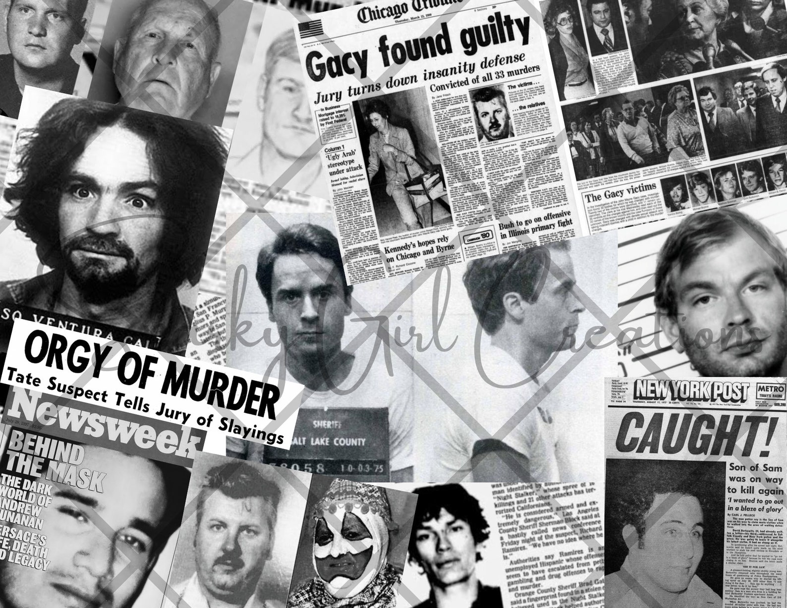 True Crime Serial Killer Newspaper Clipping Files in Landscape - Etsy