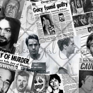 True Crime Serial Killer Newspaper Clipping Files in Landscape 6 Full ...