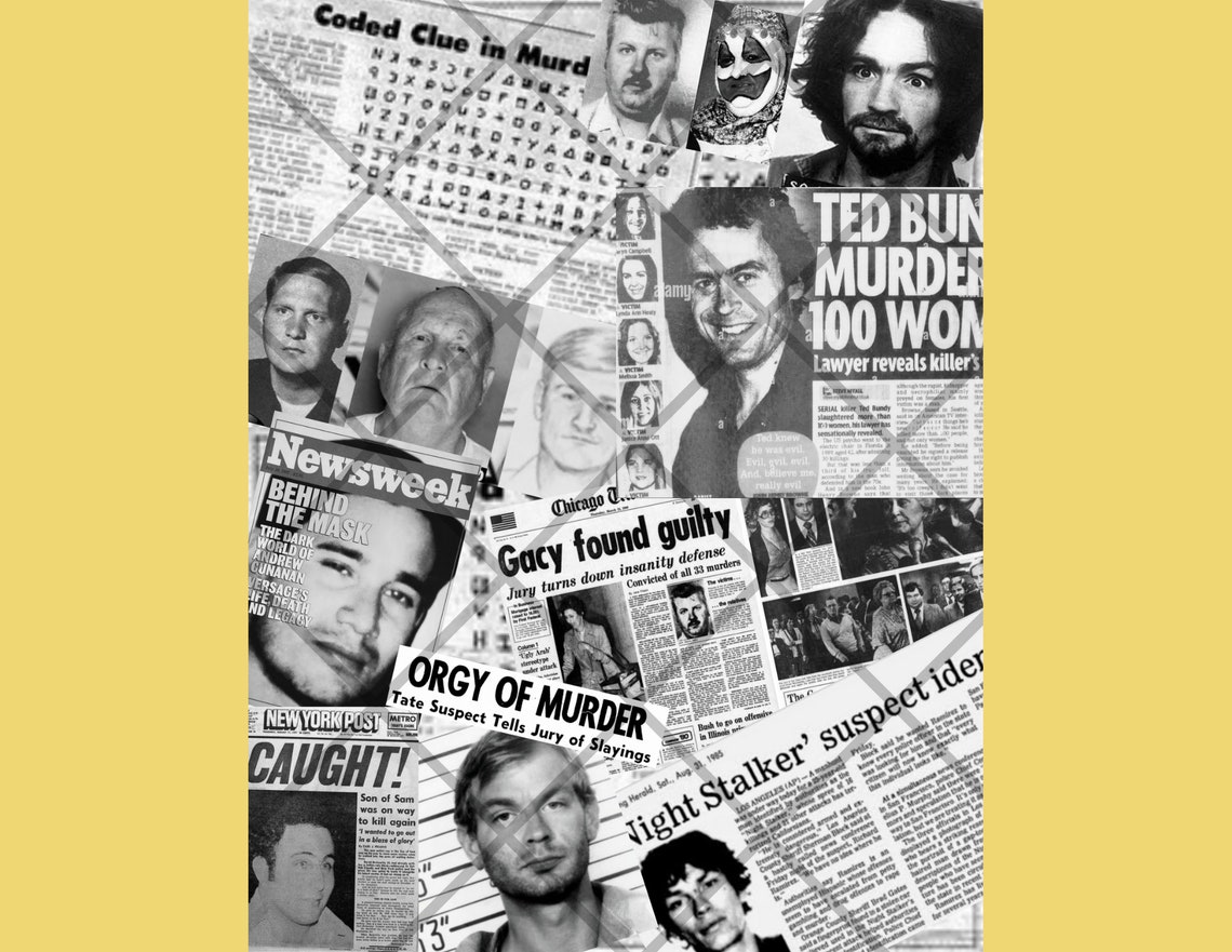 True Crime Serial Killer Newspaper Clipping Files in Portrait - Etsy