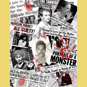 True Crime Serial Killer Newspaper Clipping Files in Portrait 6 Full ...