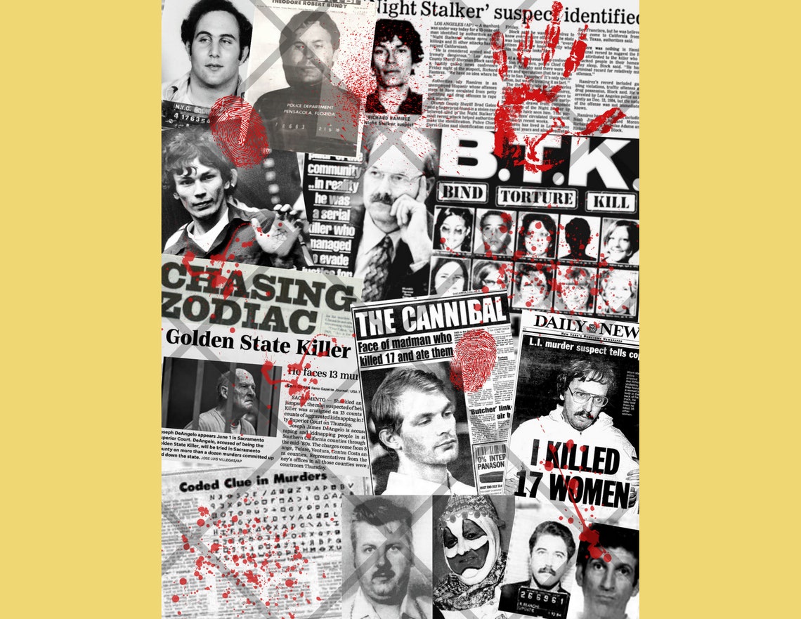 True Crime Serial Killer Newspaper Clipping Files in Portrait - Etsy