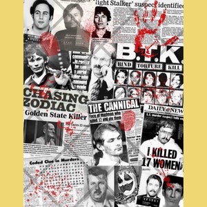 True Crime Serial Killer Newspaper Clipping Files in Portrait - Etsy