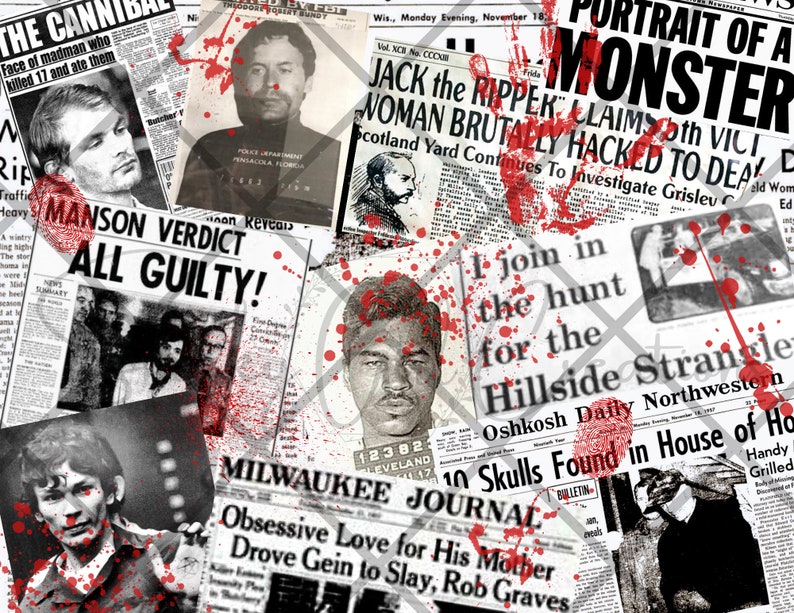 True Crime Serial Killer Newspaper Clipping Files in Landscape - Etsy