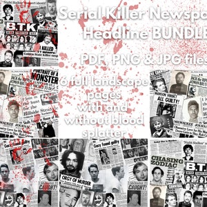 True Crime Serial Killer Newspaper Clipping Files in Landscape - Etsy