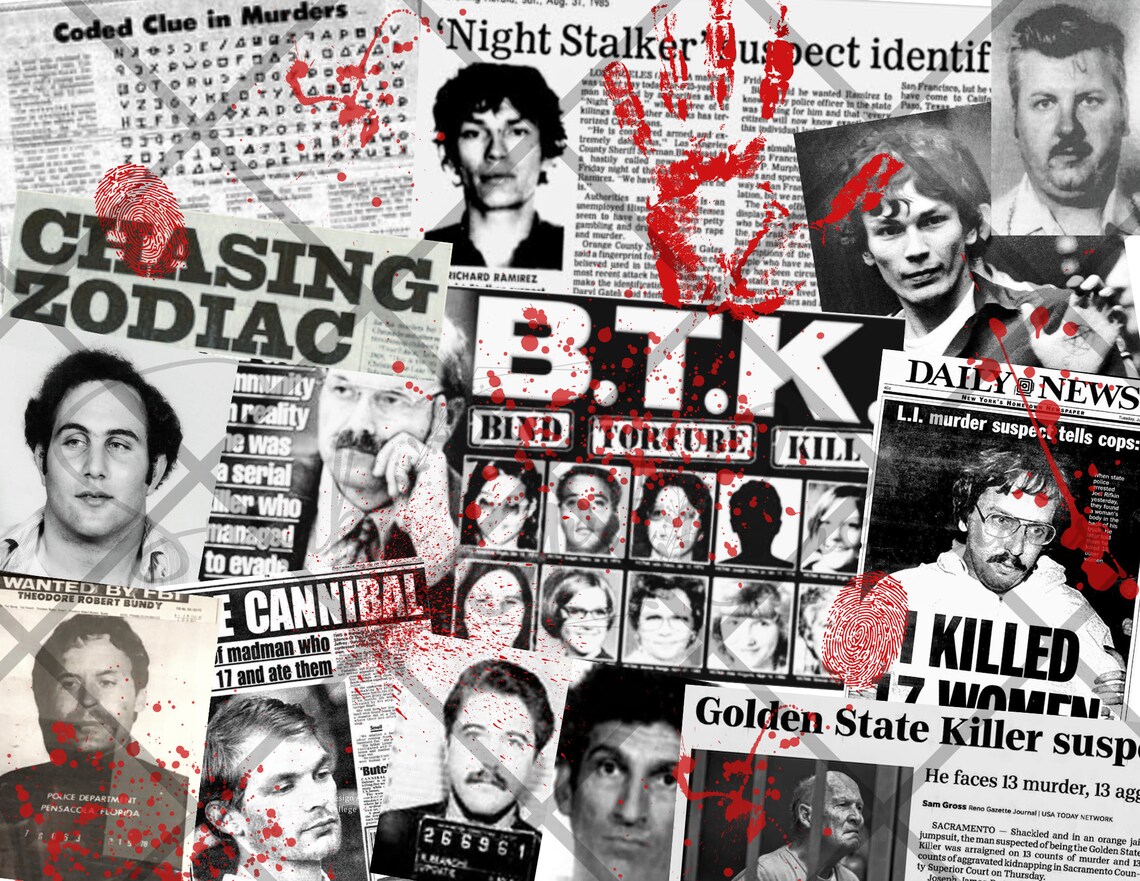 True Crime Serial Killer Newspaper Clipping Files in Landscape - Etsy