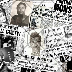 True Crime Serial Killer Newspaper Clipping Files in Landscape - Etsy