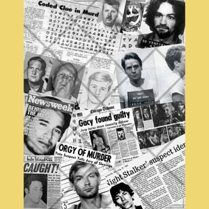 True Crime Serial Killer Newspaper Clipping Files in Portrait 6 Full ...