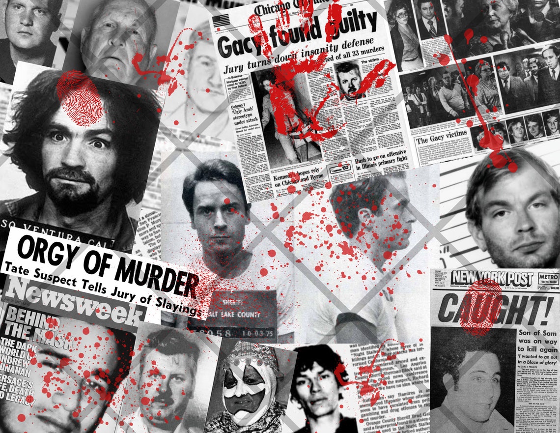 True Crime Serial Killer Newspaper Clipping Files in Landscape - Etsy