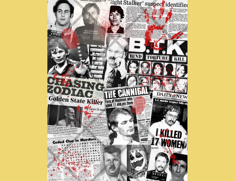 True Crime Serial Killer Newspaper Clipping Files in Portrait 6 Full ...