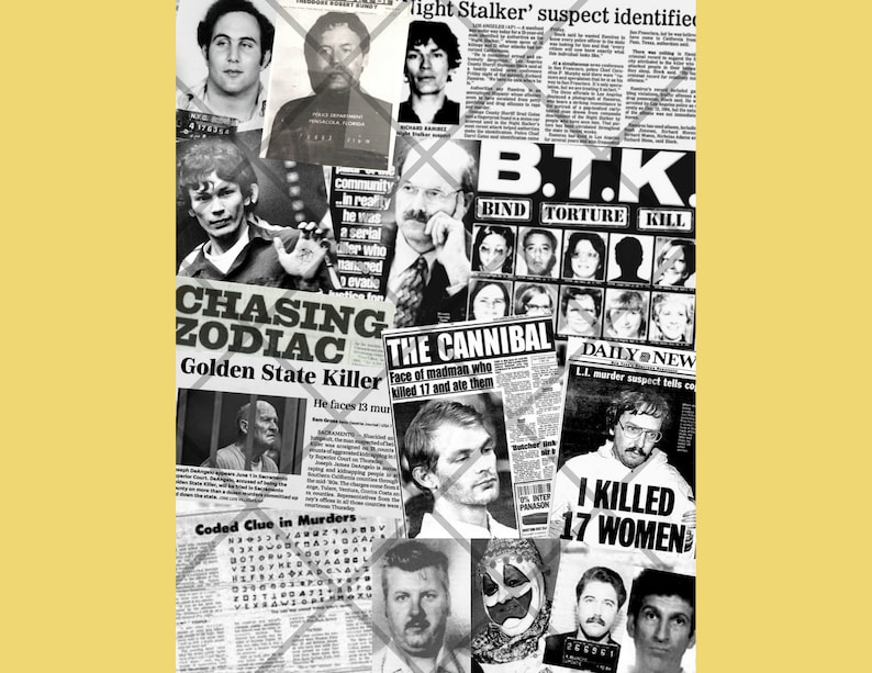 True Crime Serial Killer Newspaper Clipping Files in Portrait - Etsy