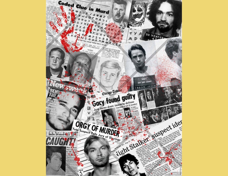 True Crime Serial Killer Newspaper Clipping Files in Portrait - Etsy