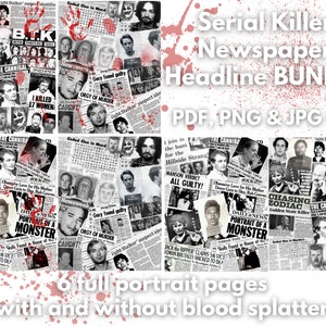 True Crime Serial Killer Newspaper Clipping Files in Portrait 6 Full ...
