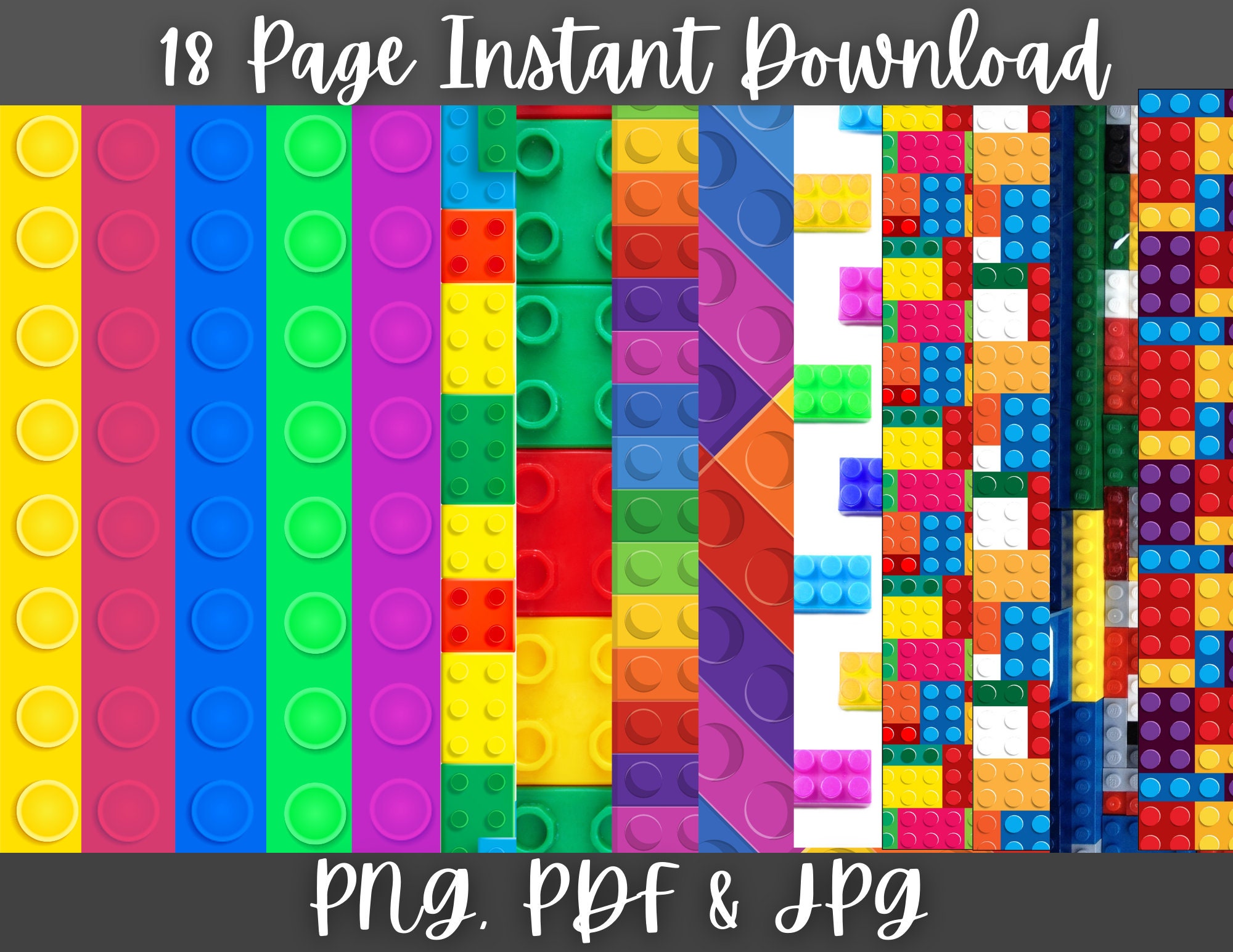 Building Bricks Digital Paper Bundle Files 18 Pages in Pdf Png & Jpg ...