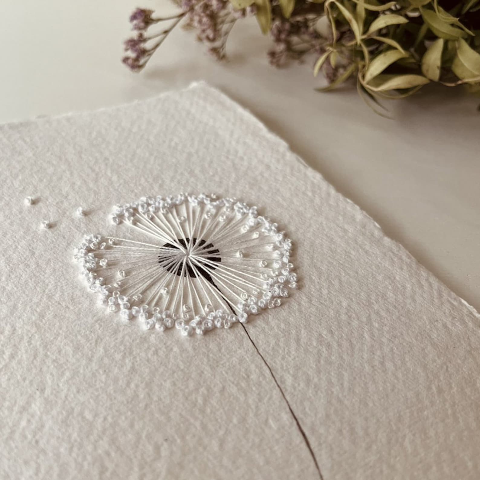 Dandelion Embroidery on Watercolor, Embroidery on Paper, Embroidery Art ...