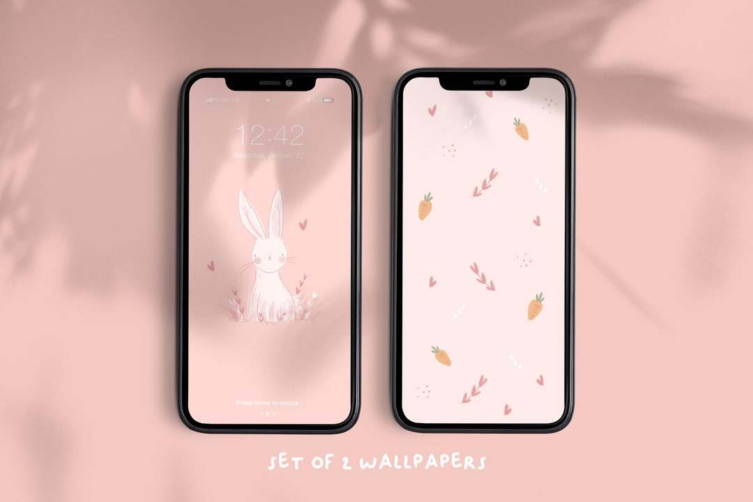 Bunny Phone Wallpapers set of 2 Digital Download iPhone Wallpapers ...