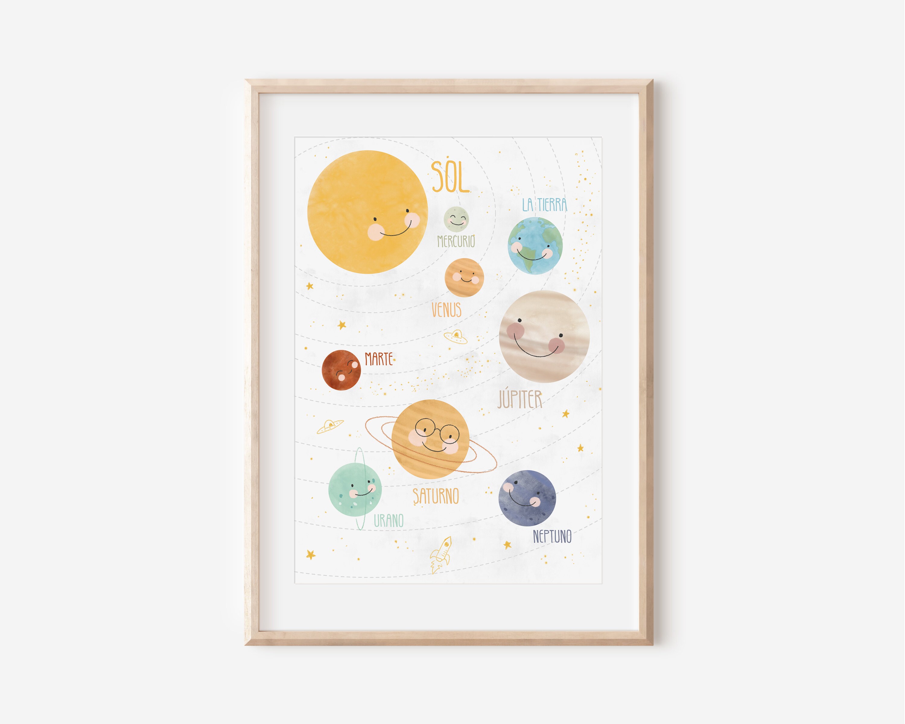 Ilustración Sistema Solar, print planetas, decoración, ilustración ...
