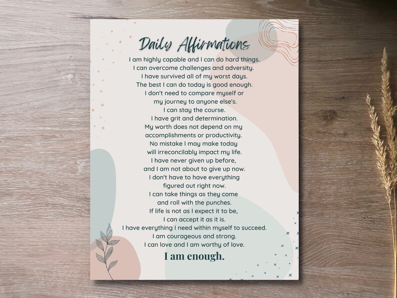Positive Mental Health Printable Poster for Anxiety Relief and ...