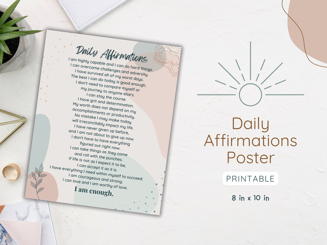 Positive Mental Health Printable Poster for Anxiety Relief and ...