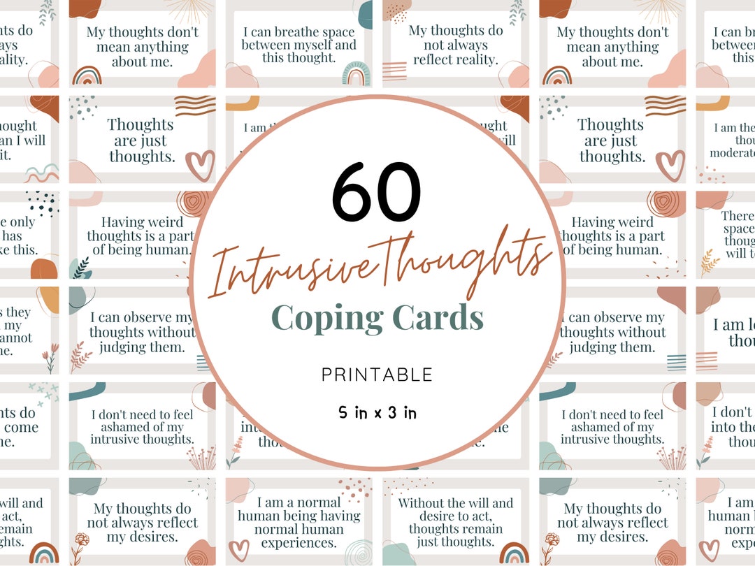 Intrusive Thoughts Coping Cards Coping Statements for Anxiety Positive ...