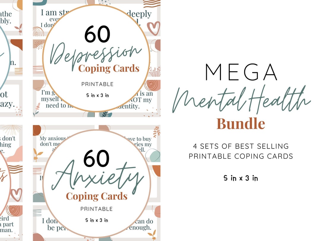 Mental Health Coping Cards Bundle: Anxiety, Depression, Panic (digital ...