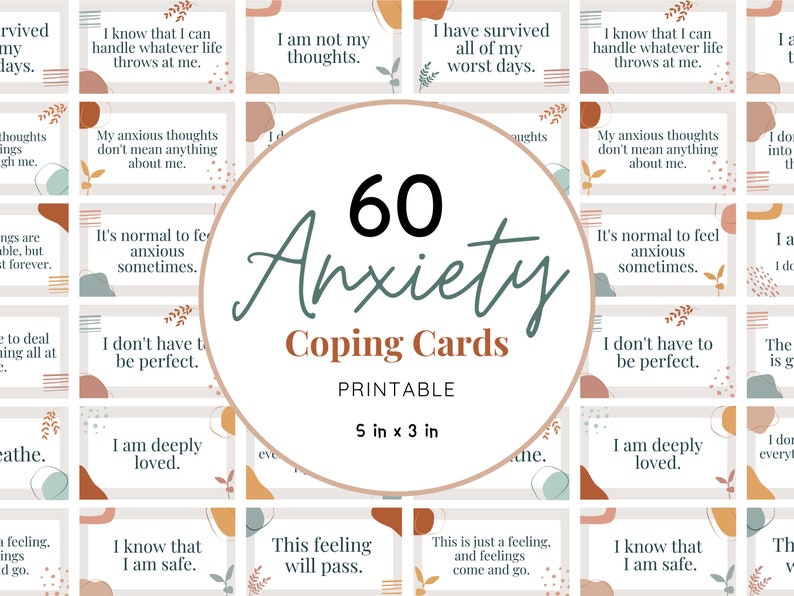 Anxiety Coping Skill Cards With Positive Affirmations for Mental Health ...