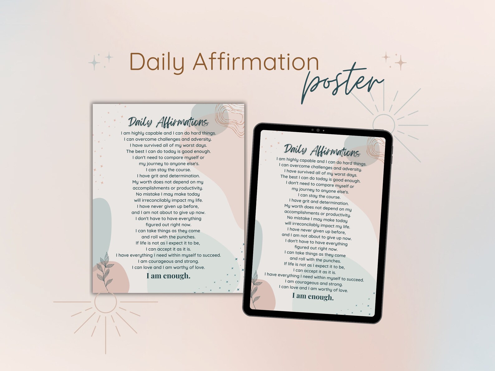 Positive Mental Health Printable Poster for Anxiety Relief and ...