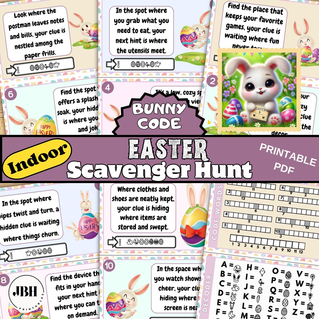 The Bunny Code Easter Scavenger Hunt, Fun Indoor Game for Kids, Easter ...