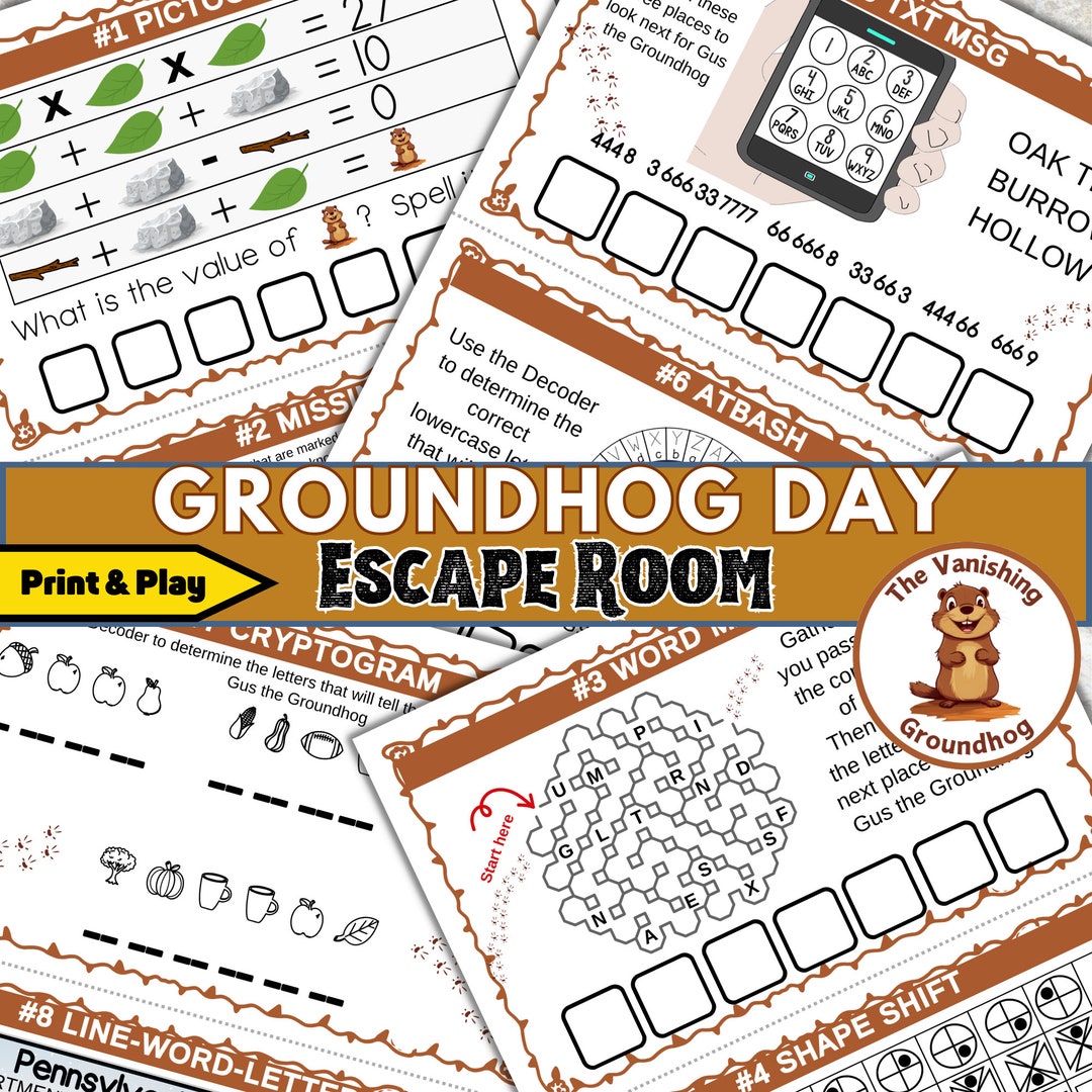 Groundhog Day Escape Room: Rescue Gus - Family Fun (PDF) - Etsy