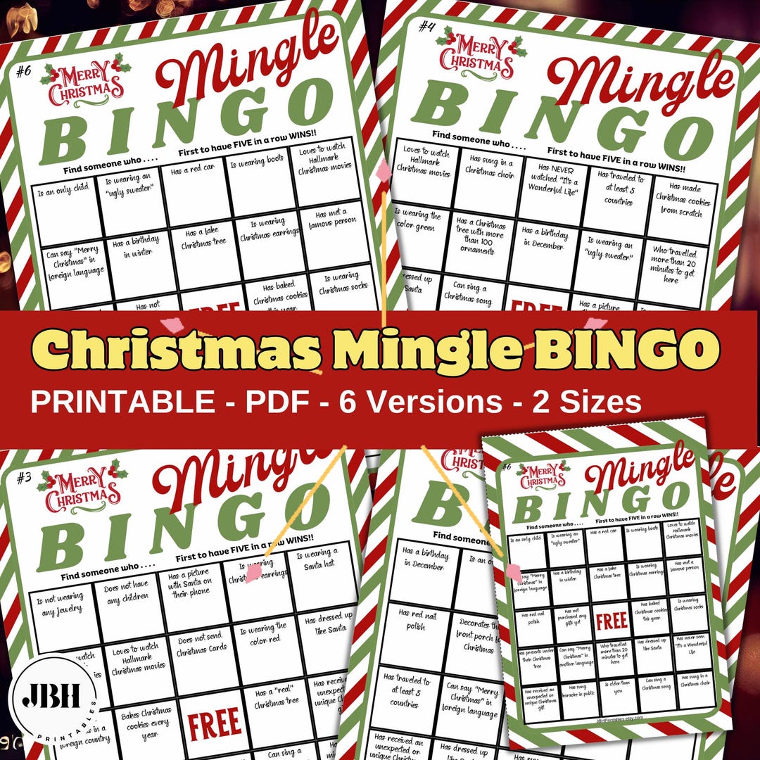 Christmas Mingle Bingo Game, Find the Guest Icebreaker, Holiday Party ...