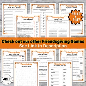 Printable Friendsgiving Word Scramble, Fun Thanksgiving Party Game ...