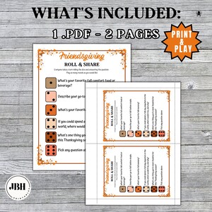 Friendsgiving Roll and Share Game: Printable Icebreaker (PDF) - Etsy