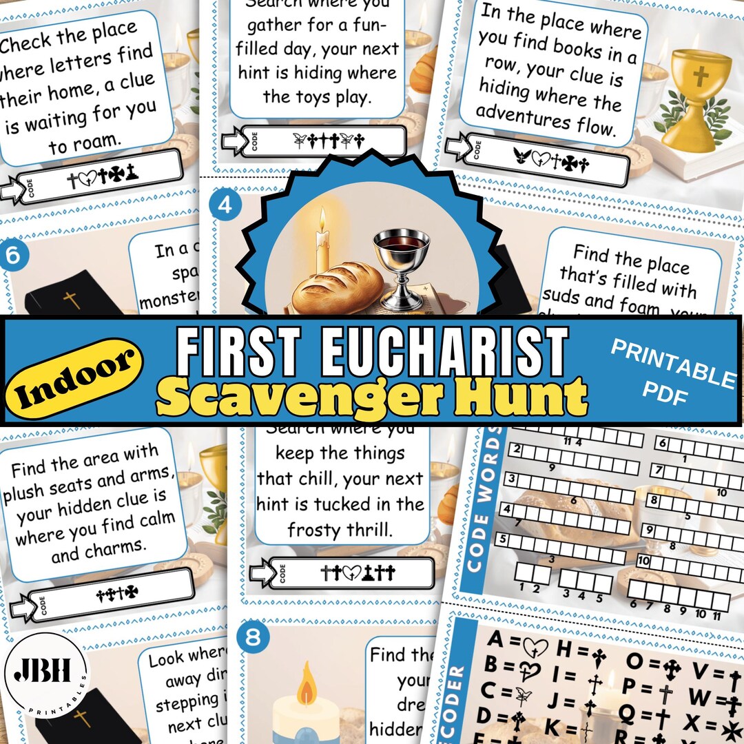 First Eucharist Scavenger Hunt, Printable Catholic Game for Kids, First ...