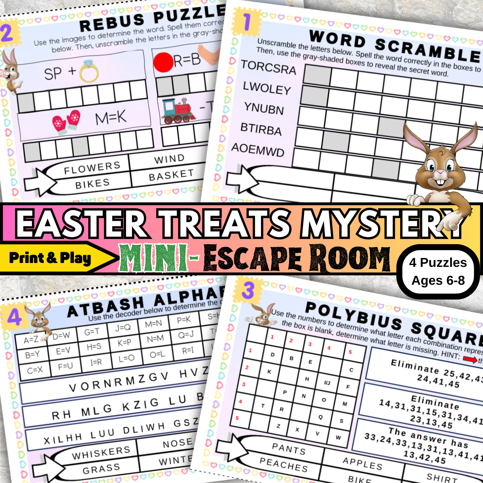 Easter Treats Mini Escape Room for Kids 6-8: 4 Puzzles & QR Code Fun ...
