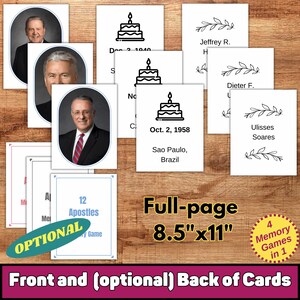 LDS 12 Apostles Matching Game - Large Cards for Easy Classroom & Group ...