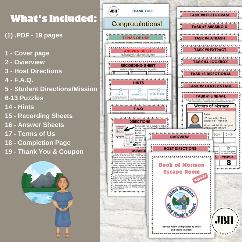 Alma's Great Escape From King Noah's Court, Printable Puzzle Adventure ...