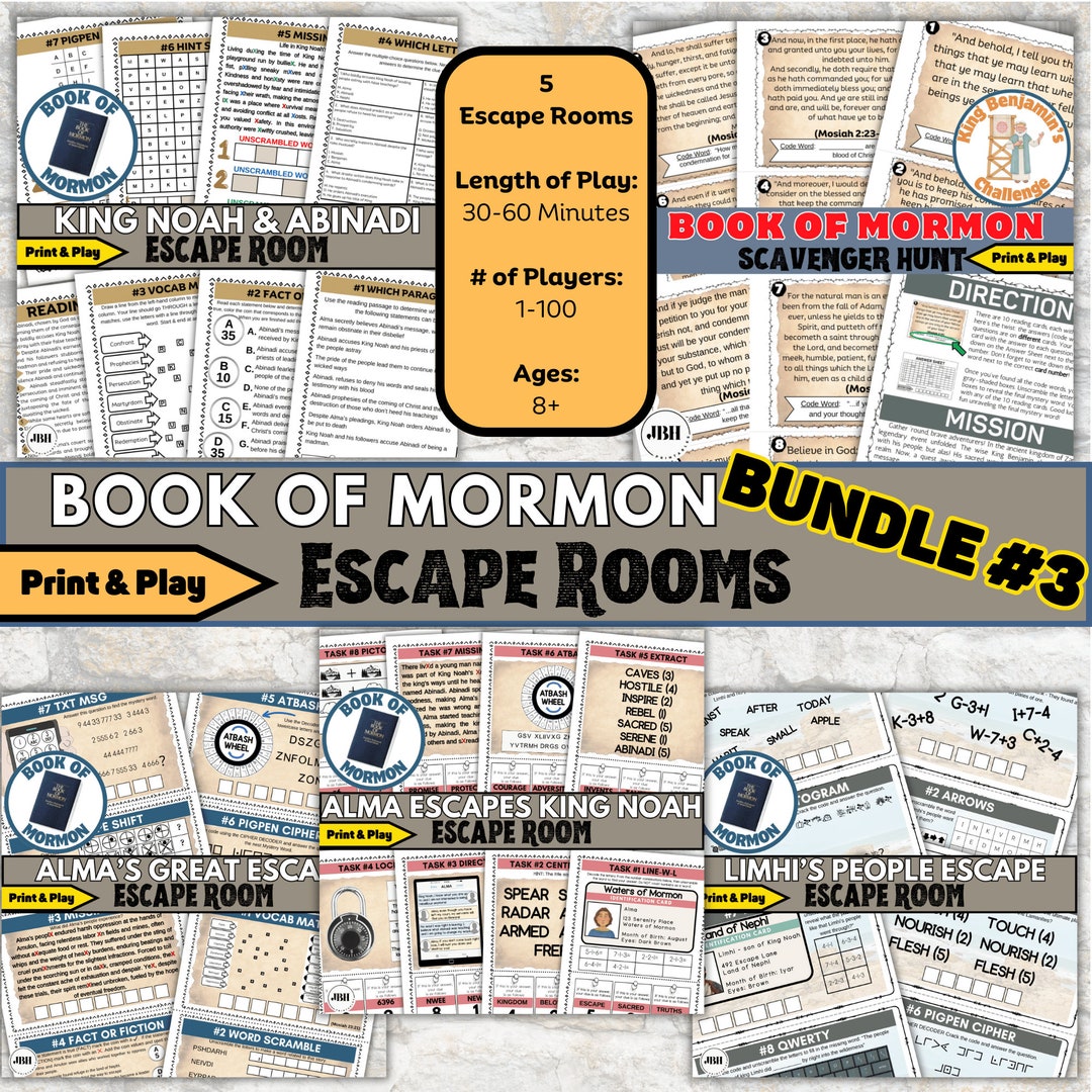 Book of Mormon Escape Room Bundle: Family Scripture Games (PDF) - Etsy