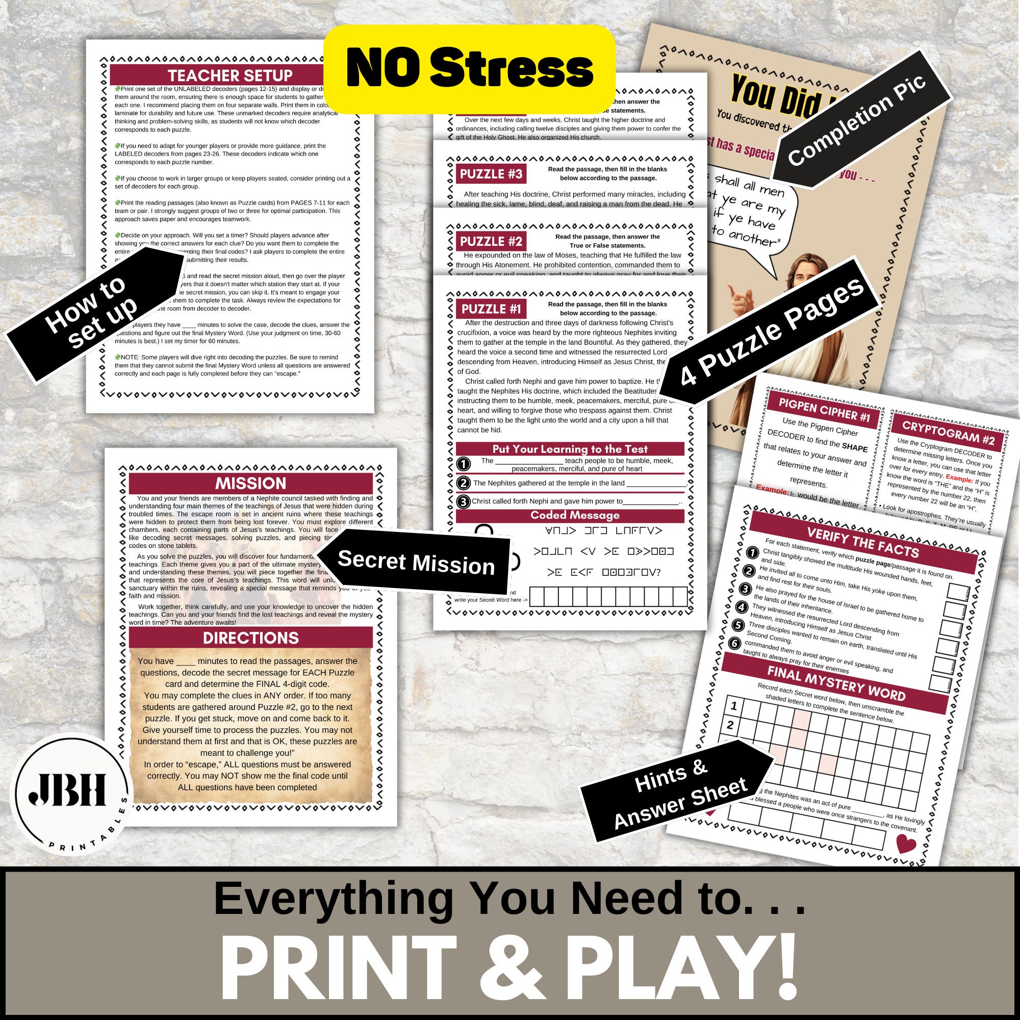 Christ Teaching Escape Room: Book of Mormon Family Game (printable) - Etsy