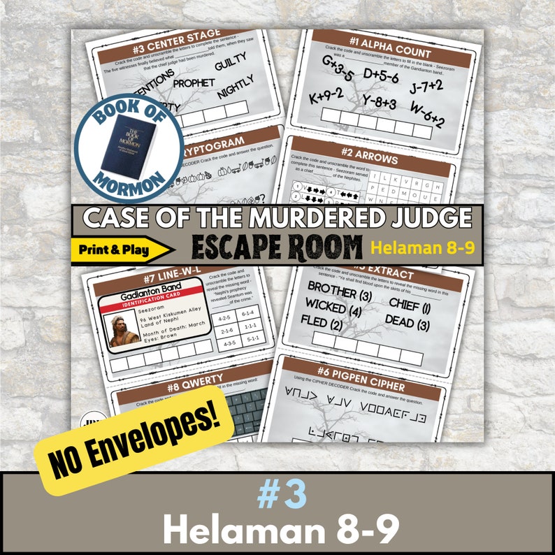 Book of Mormon Adventure Bundle #6 - 5 Escape Rooms for Engaging Study ...