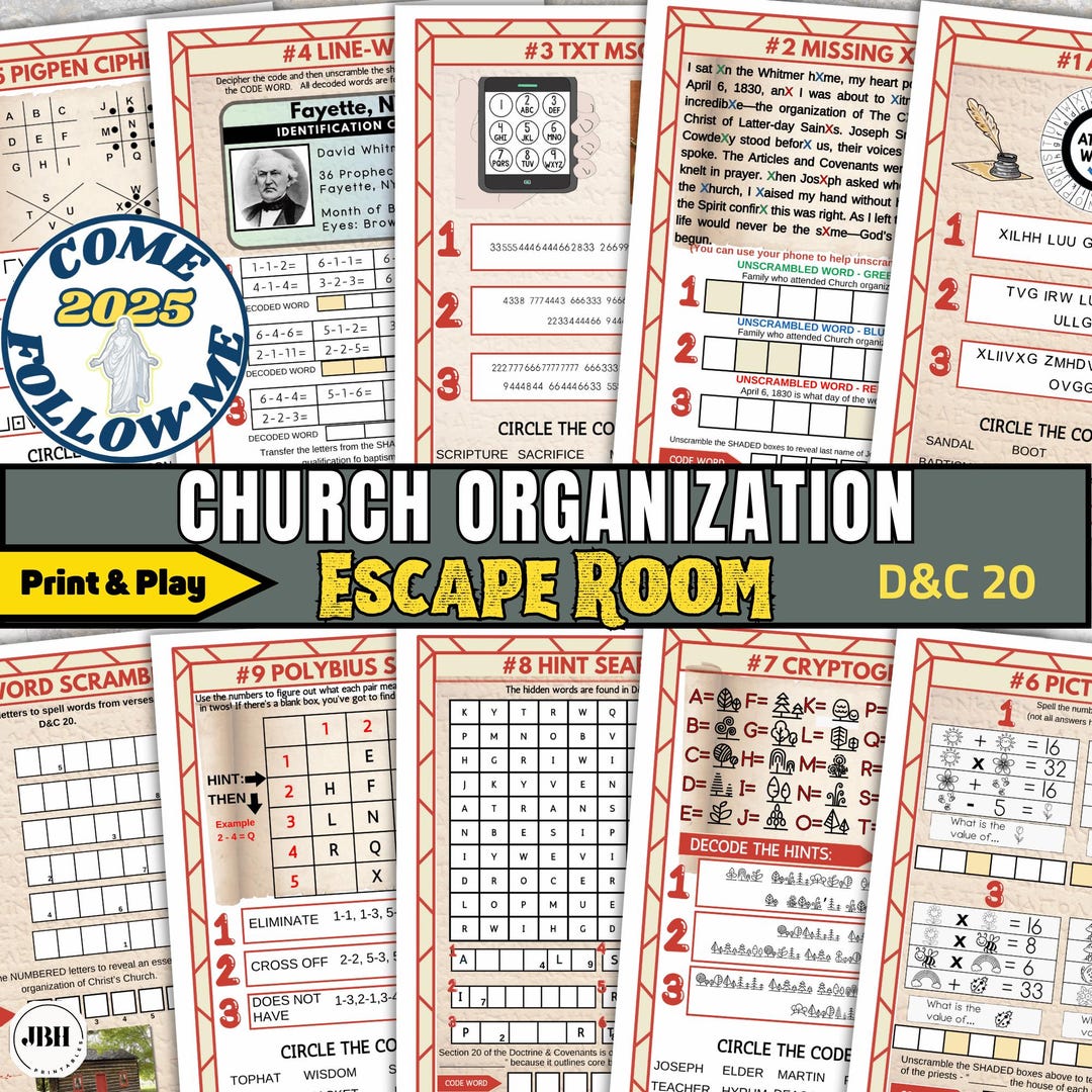 Church Organization Escape Room: Come Follow Me Activity (print & Play ...